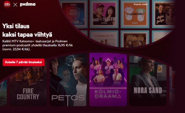 MTV Katsomo ja Podme Premium: Kokeile 7 päivää ilmaiseksi